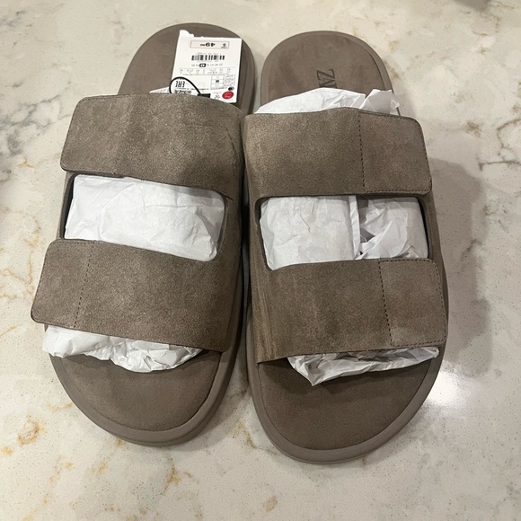 Zara | Shoes | Zara Mens Leather Slides | Poshmark